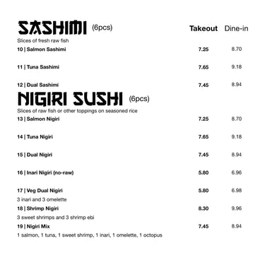 Sushi Yoka Menu