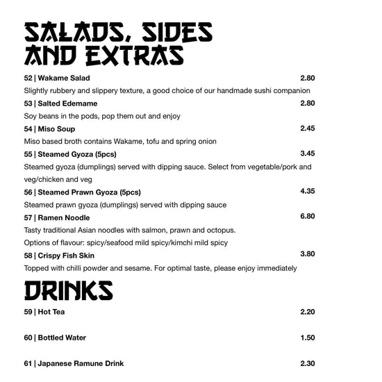 Sushi Yoka Menu
